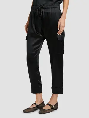 Cami Nyc Car Silk Charmeuse Cargo Pants - Black