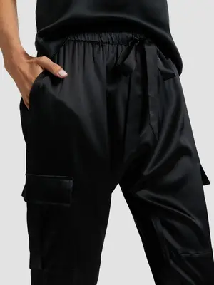 Cami Nyc Car Silk Charmeuse Cargo Pants - Black