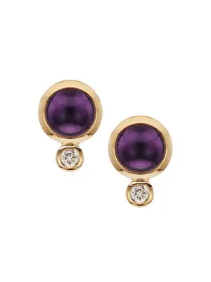 Tamara Comolli Bouton 18k Rose Gold & Diamond Stud Earrings - Amethyst