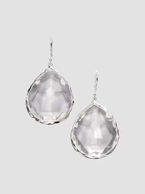 Ippolita Rock Candy Clear Quartz & Sterling Silver Large Teardrop Earrings Silver