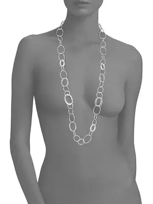 Ippolita Classico Long Sterling Hammered Bastille Link Chain Necklace - Silver