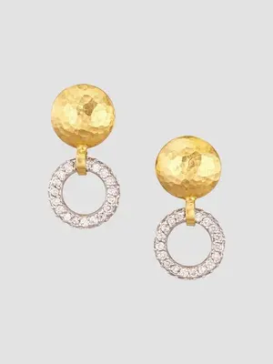 Gurhan Hoopla Two-tone Gold & Diamond Hoop Drop Earrings - Yellow Gold
