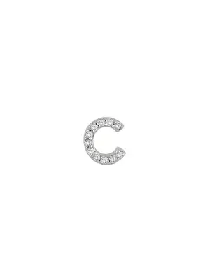 Meira T 14k White Gold Diamond Intial Single Stud Earring Initial C