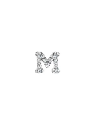 Meira T 14k White Gold Diamond Intial Single Stud Earring Initial M