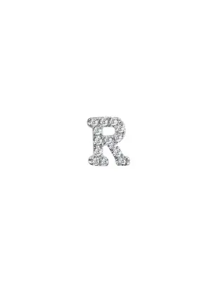 Meira T 14k White Gold Diamond Intial Single Stud Earring Initial R