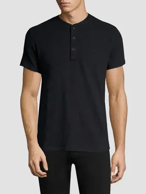 Rag & Bone Textured Slim-fit Short Sleeve Henley T-shirt - Black