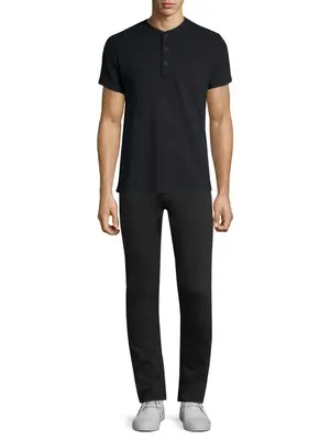 Rag & Bone Textured Slim-fit Short Sleeve Henley T-shirt - Black