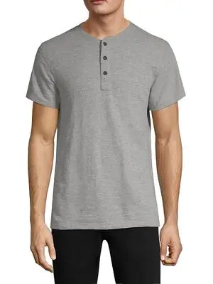Rag & Bone Textured Slim-fit Short Sleeve Henley T-shirt Heather Grey