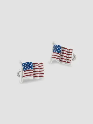 JAN LESLIE American Flag Cufflinks - Silver
