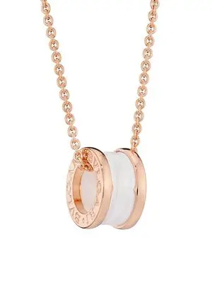 BVLGARI B. Zero1 18k & Ceramic Pendant Necklace - Rose Gold