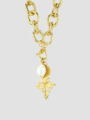 KENNETH JAY LANE 22k Yellow Goldplated & Faux Pearl Heart Pendant Necklace - Gold
