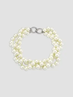 KENNETH JAY LANE 3-row Twisted Glass Pearl Choker Necklace - Ivory