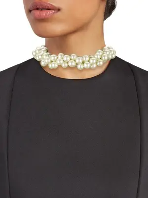 KENNETH JAY LANE 3-row Twisted Glass Pearl Choker Necklace