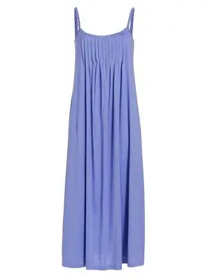 Hanro Juliet Pleated Cotton Long Chemise Gemstone