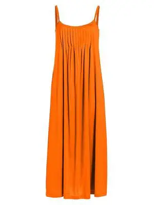 Hanro Juliet Pleated Cotton Long Chemise Juicy Orange