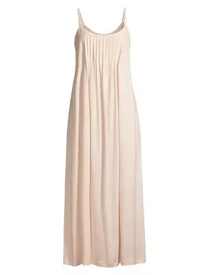 Hanro Juliet Pleated Cotton Long Chemise Pearl Rose