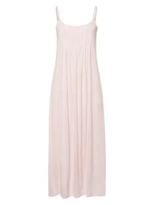 Hanro Juliet Pleated Cotton Long Chemise Pink Mauve