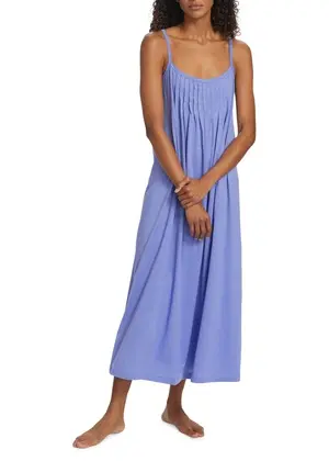 Hanro Juliet Pleated Cotton Long Chemise - White