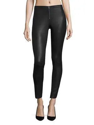 Alice + Olivia Front-zip Leather Leggings