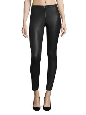 Alice + Olivia Front-zip Leather Leggings