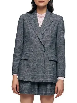 Maje Vincio Fitted Checked Blazer
