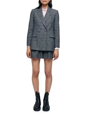 Maje Vincio Fitted Checked Blazer