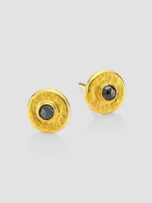 Gurhan Rain 24k Yellow & Black Diamond Stud Earrings - Gold