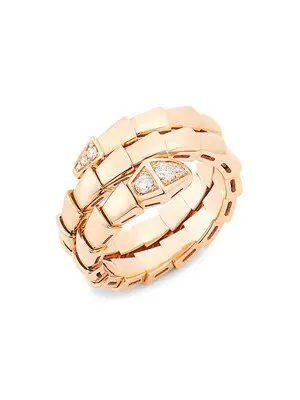 BVLGARI Serpenti Viper 18k & Diamond 2-coil Ring
