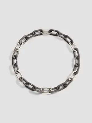 Vhernier Mon Jeu 18k White Gold & Titanium Chain Necklace - White Black