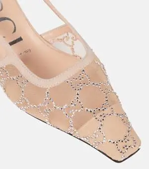Gucci Gg Embellished Slingback Pumps