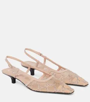 Gucci Gg Embellished Slingback Pumps