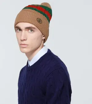 Gucci Web Stripe Wool Beanie