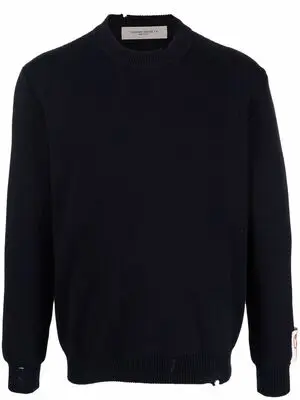 GOLDEN GOOSE Distressed Round-neck Sweatshirt - Blue