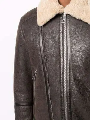 Neil Barrett Leather-Tried Shearling Jacket In Brown - 40% Off