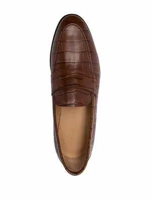 SCAROSSO Crocodile Effect Loafers