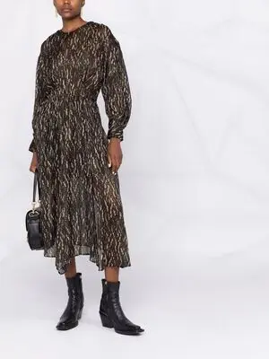 IRO PARIS Metallic Abstract-print Midi Dress