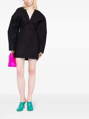 Attico Ruched-detail V-neck Dress
