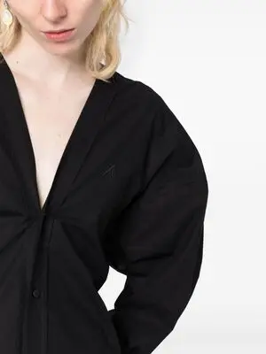 Attico Ruched-detail V-neck Dress