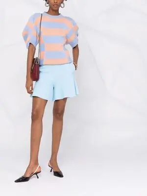 Stella McCartney Peplum-hem Crepe Shorts - Blue