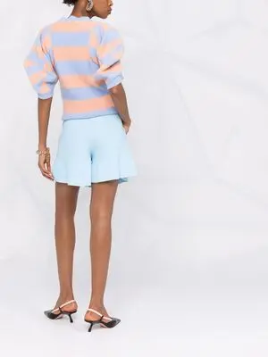 Stella McCartney Peplum-hem Crepe Shorts - Blue