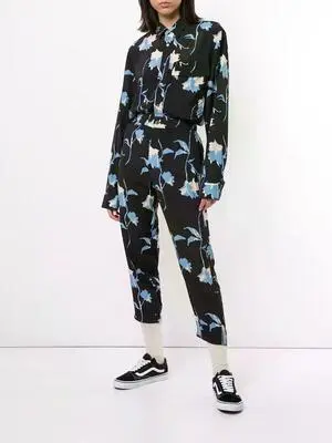 PORTS V Floral Print Cropped Trousers
