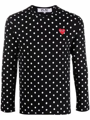 Play Comme Des Garcon Polka Dot-print Long-sleeved T-shirt - Black