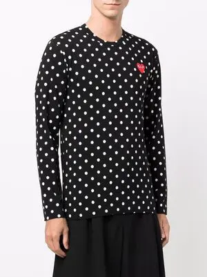 Comme Des Garçons Polka Dot-print Long-sleeved T-shirt