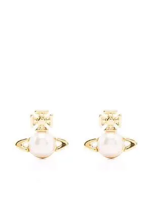 VIVIENNE WESTWOOD Logo Faux-pearl Stud Earrings - Gold