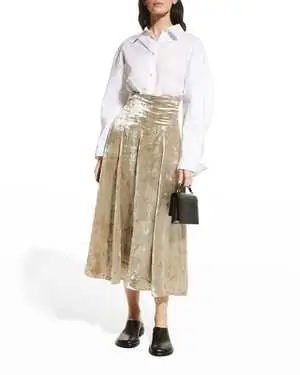 Vince Paneled Velvet Slip Skirt - Oat Stone