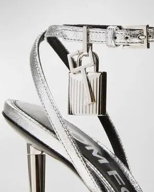 TOM FORD Padlock Stiletto Sandals - Silver