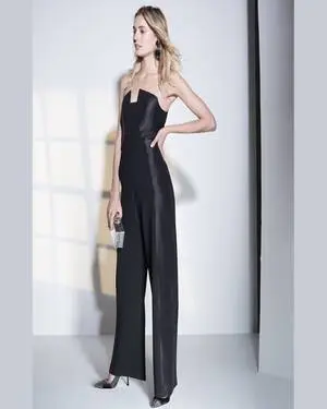 Black Halo Lena Strapless Tuxedo Jumpsuit