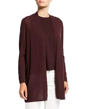 Eileen Fisher Gossamer Organic Cotton Basic Cardigan - Cassis