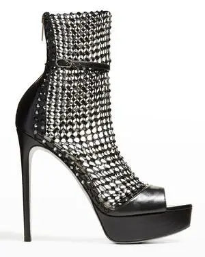 Rene Caovilla Galaxia 130mm Open-toe Platform Booties - Blackjet