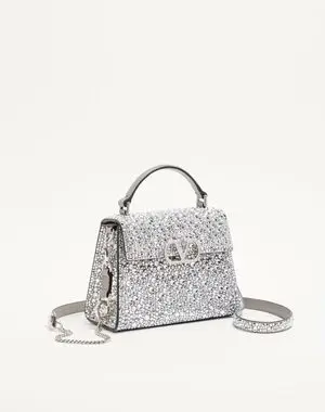 Valentino Garavani V Sling Mini Handbag With Sparkling Embroidery - Crystal